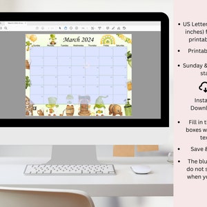 EDITABLE March 2024 Calendar St. Patrick's Day Gnome - Etsy UK