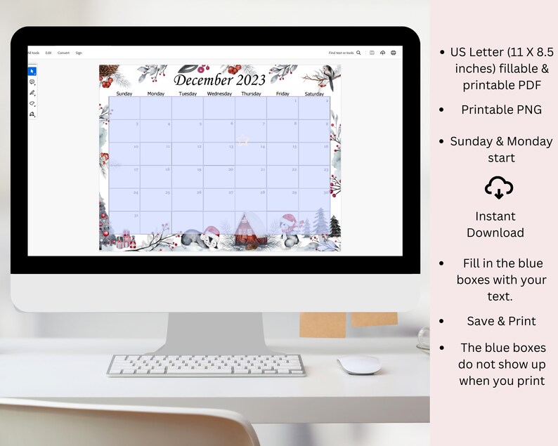 EDITABLE December 2023 Calendar, Christmas Planner, Kids School ...