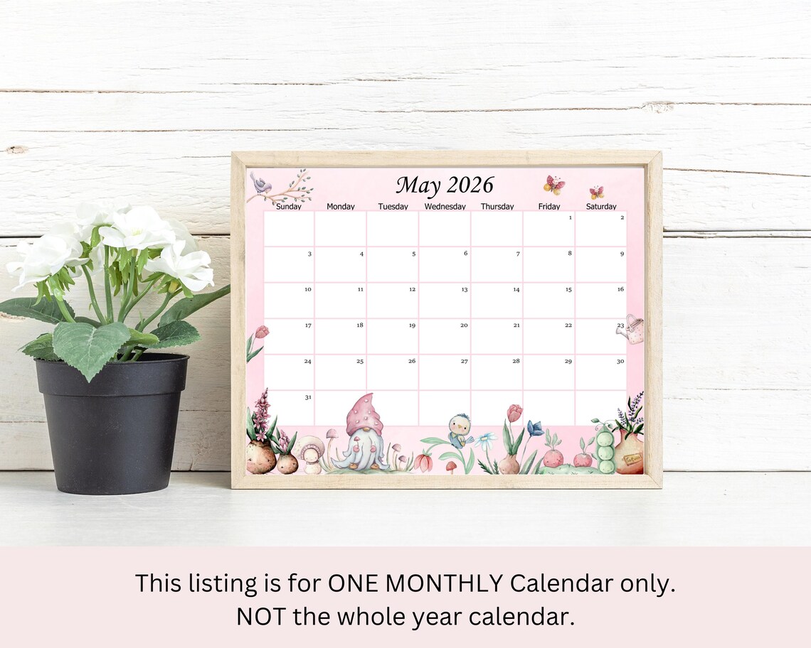 Editable May 2026 Calendar, Spring Planner, School/office/work/home ...