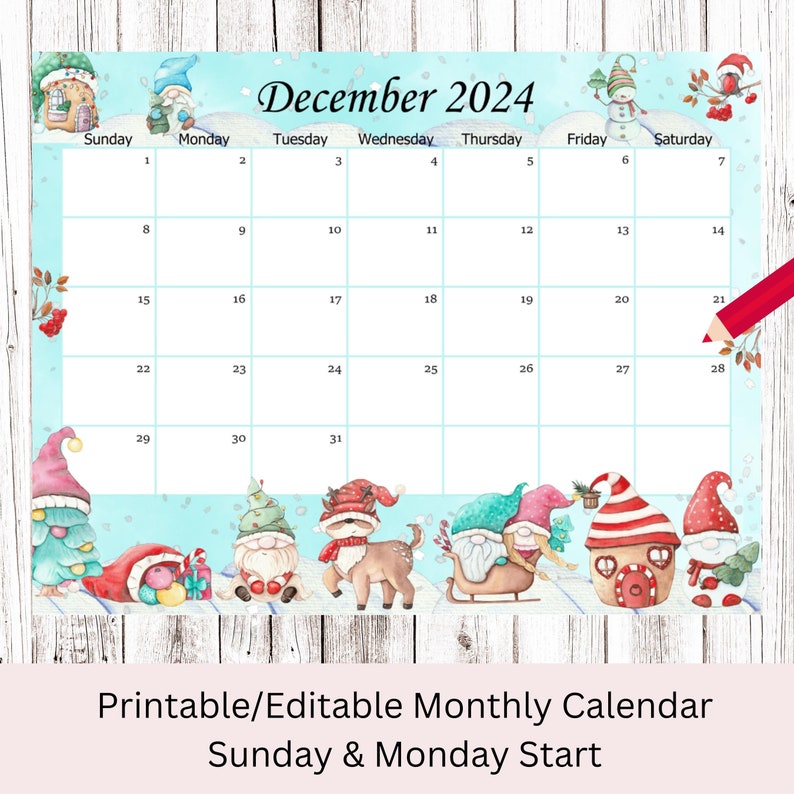 EDITABLE December 2024 Calendar, Christmas Planner, Kids School ...
