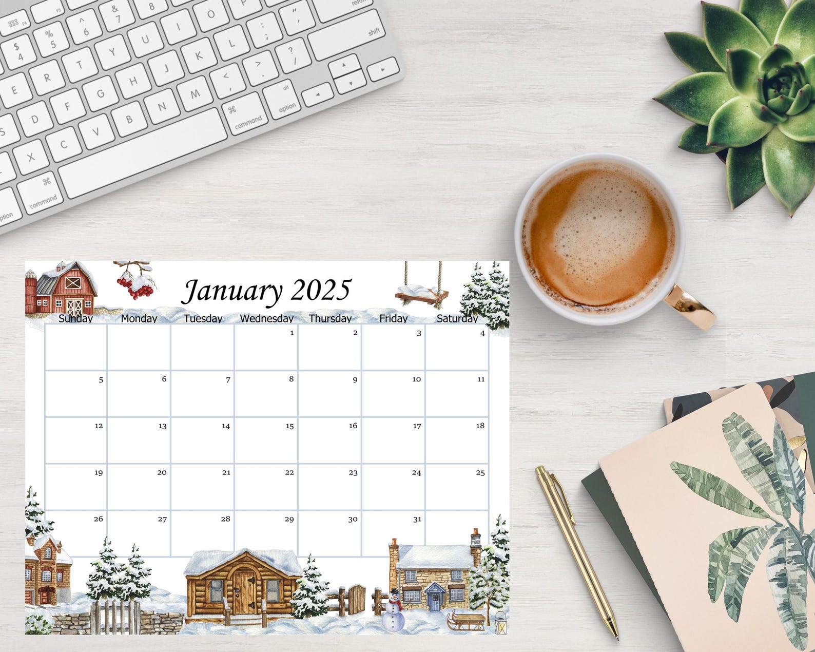 EDITABLE January 2025 Calendar, New Year Planner, Printable Monthly ...