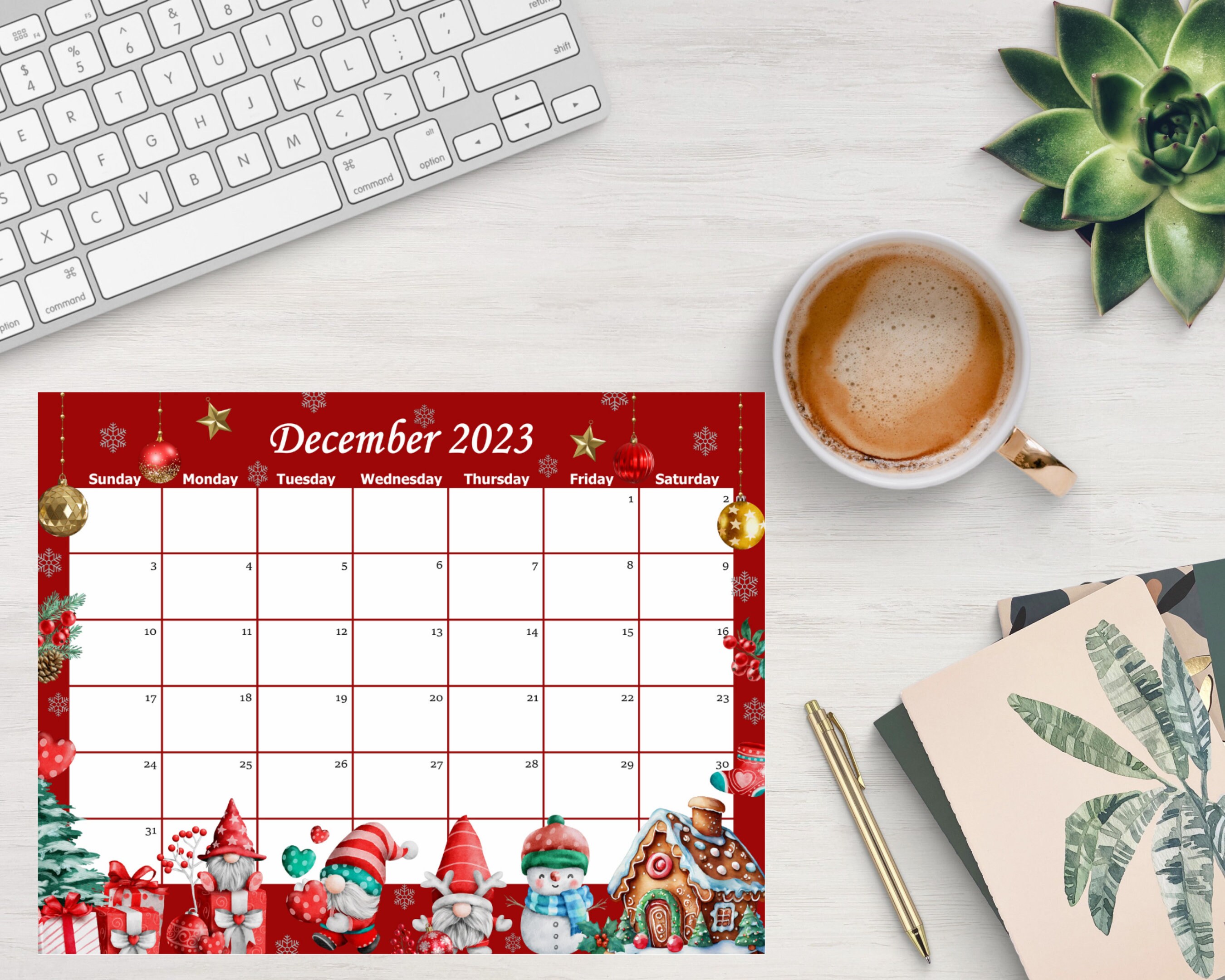 EDITABLE December 2023 Calendar, Christmas Planner With Gnomes, Kids ...