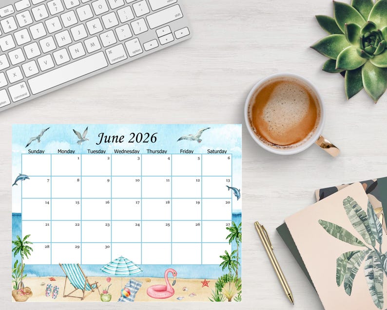 Editable June 2026 Calendar, Summer Planner, School/office/work/home ...