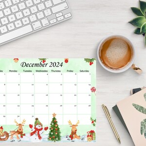 EDITABLE December 2024 Calendar, Christmas Planner With Reindeer, Kids ...