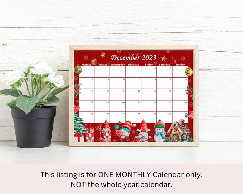 EDITABLE December 2023 Calendar, Christmas Planner With Gnomes, Kids ...