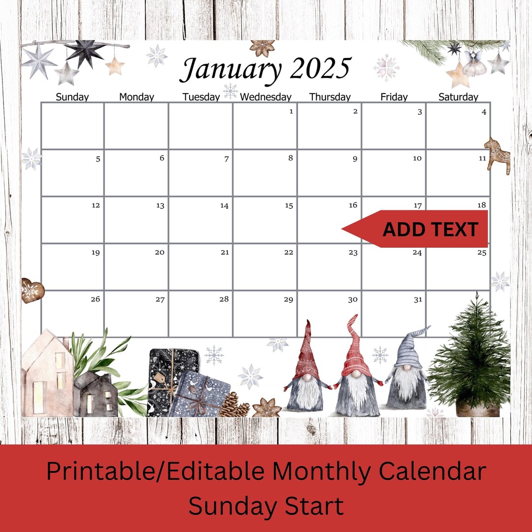 EDITABLE January 2025 Calendar, New Year Planner, Winter, Kids School ...