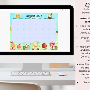 EDITABLE August 2024 Calendar, Cute Summer Gnomes Planner, Kids School ...