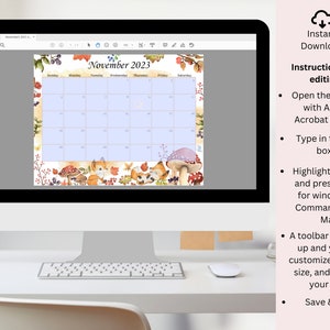 EDITABLE November 2023 Calendar, Kids School Schedule, Fall Autumn ...