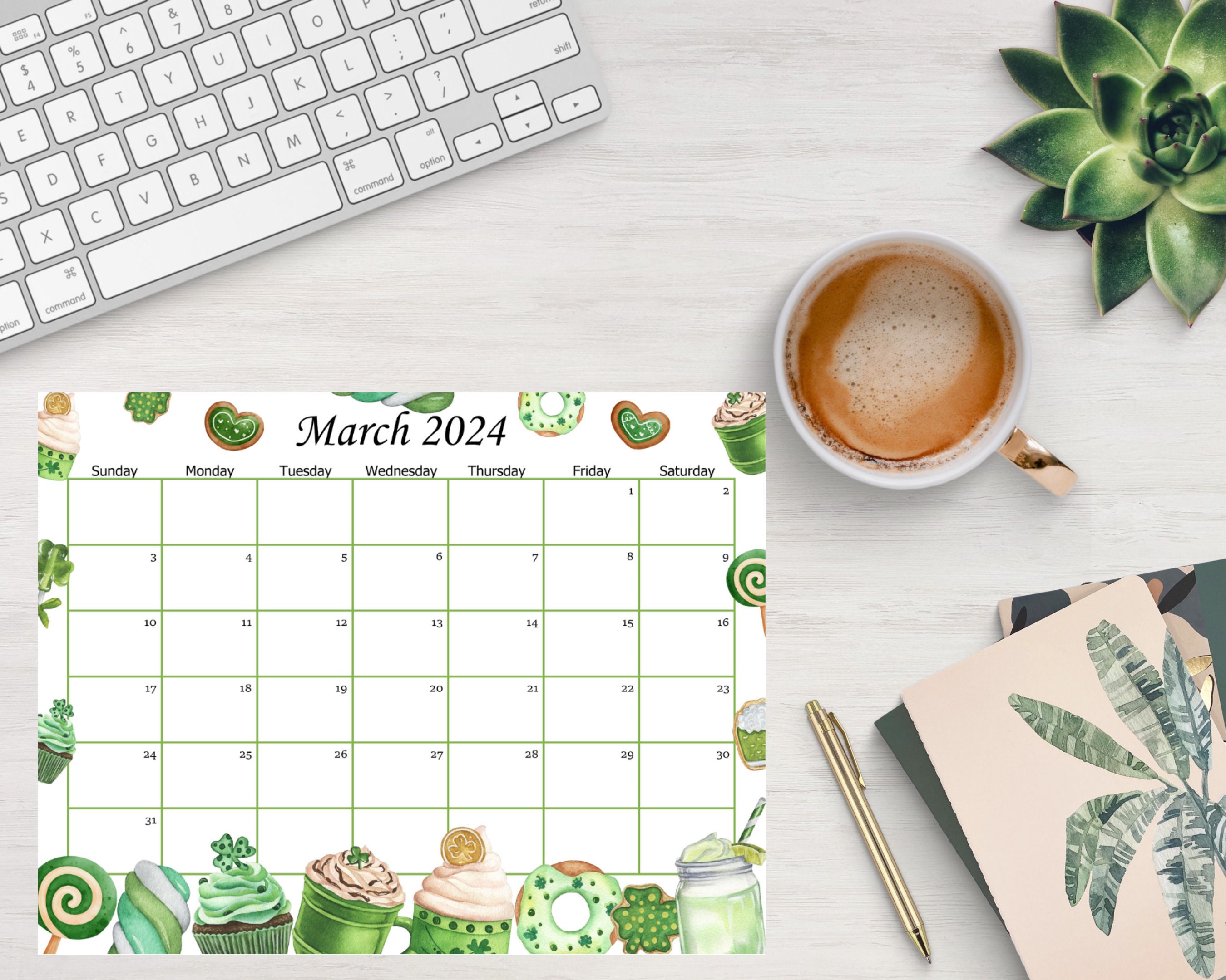 EDITABLE March 2024 Calendar, St. Patrick's Day Sweets Planner, Kids ...