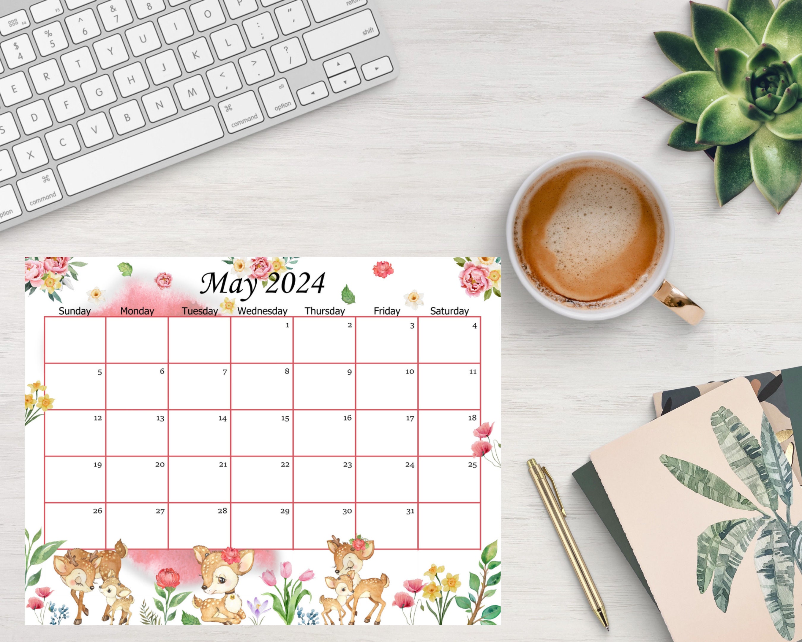 EDITABLE May 2024 Calendar, Beautiful Mother's Day Planner, Kids School ...