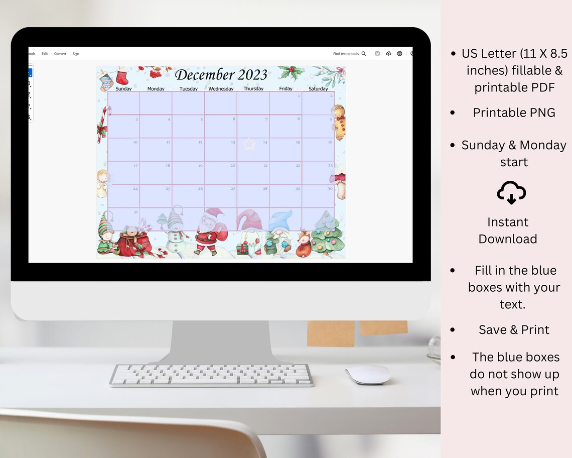 EDITABLE December 2023 Calendar, Christmas Planner, Kids School ...