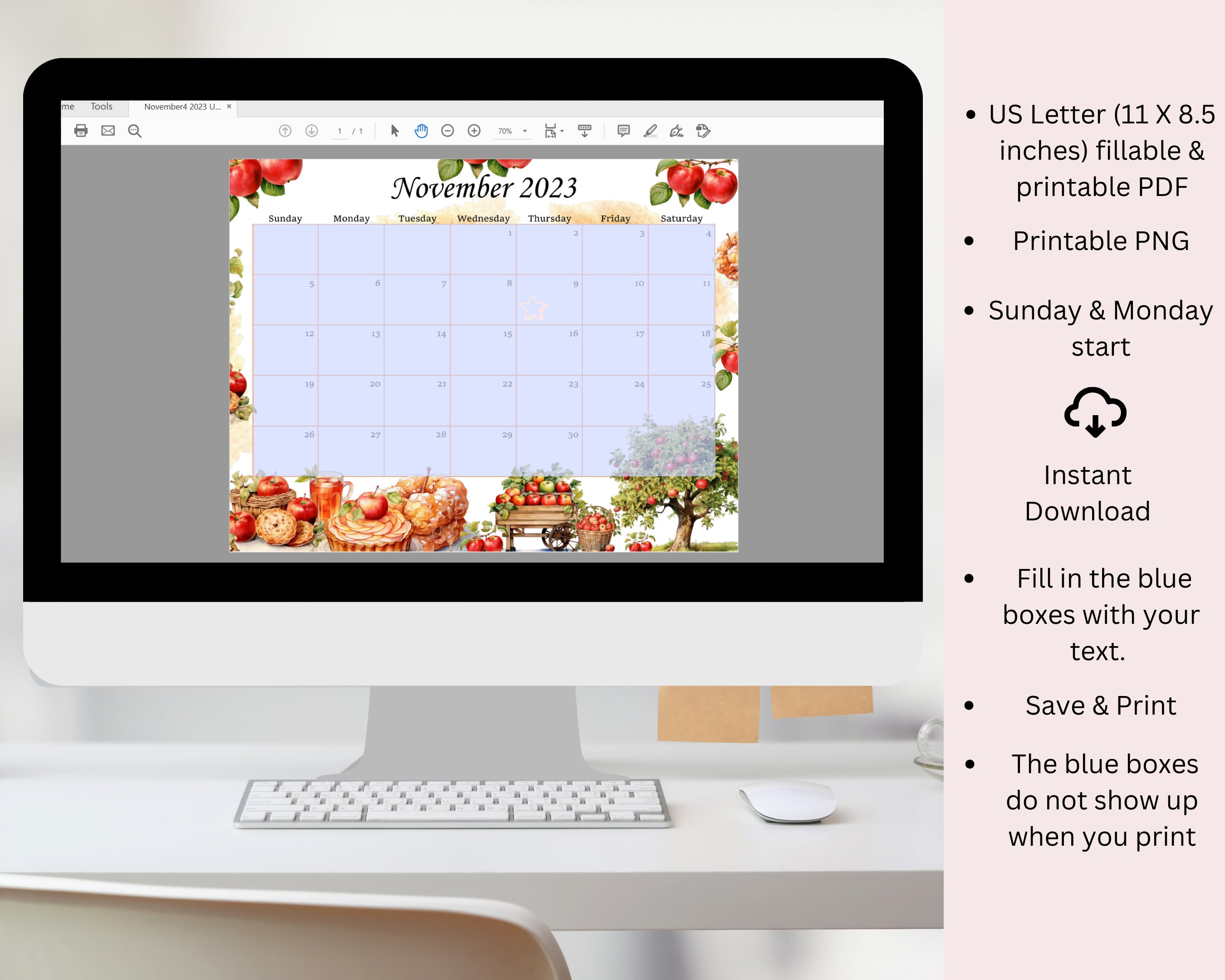 EDITABLE November 2023 Calendar, Kids School Schedule, Fall Autumn ...