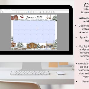EDITABLE January 2025 Calendar, New Year Planner, Printable Monthly ...