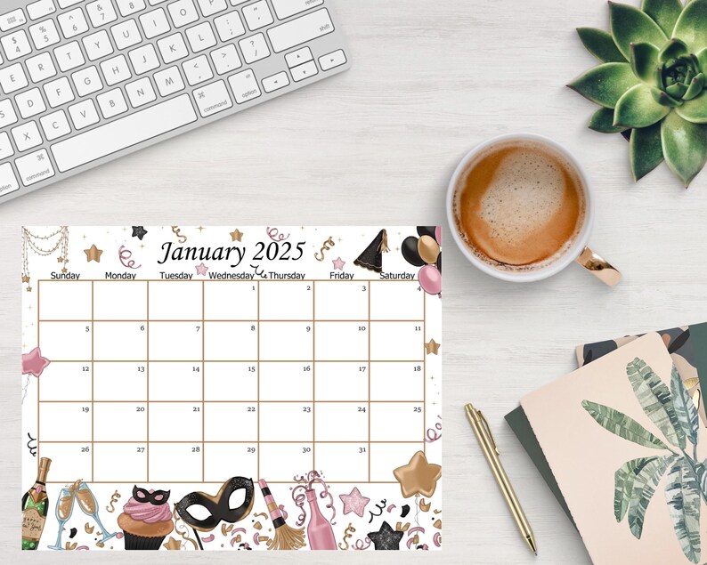 EDITABLE January 2025 Calendar, New Year Planner, Printable Monthly ...