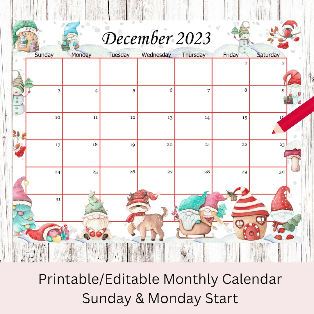 EDITABLE December 2023 Calendar, Christmas Planner, Kids School ...