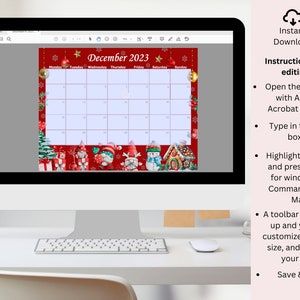EDITABLE December 2023 Calendar, Christmas Planner With Gnomes, Kids ...