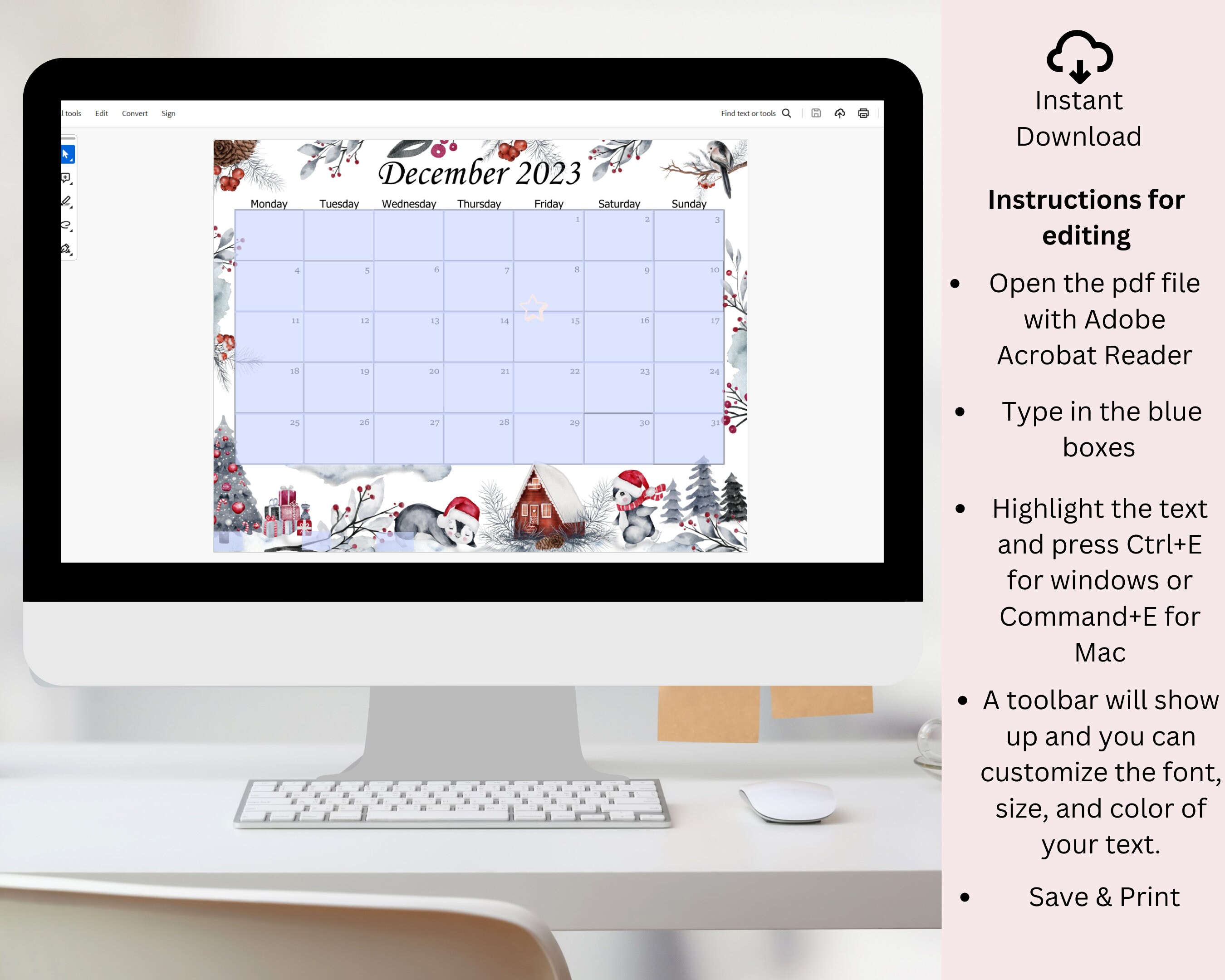 EDITABLE December 2023 Calendar, Christmas Planner, Kids School ...
