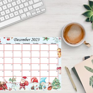 EDITABLE December 2023 Calendar, Christmas Planner, Kids School ...
