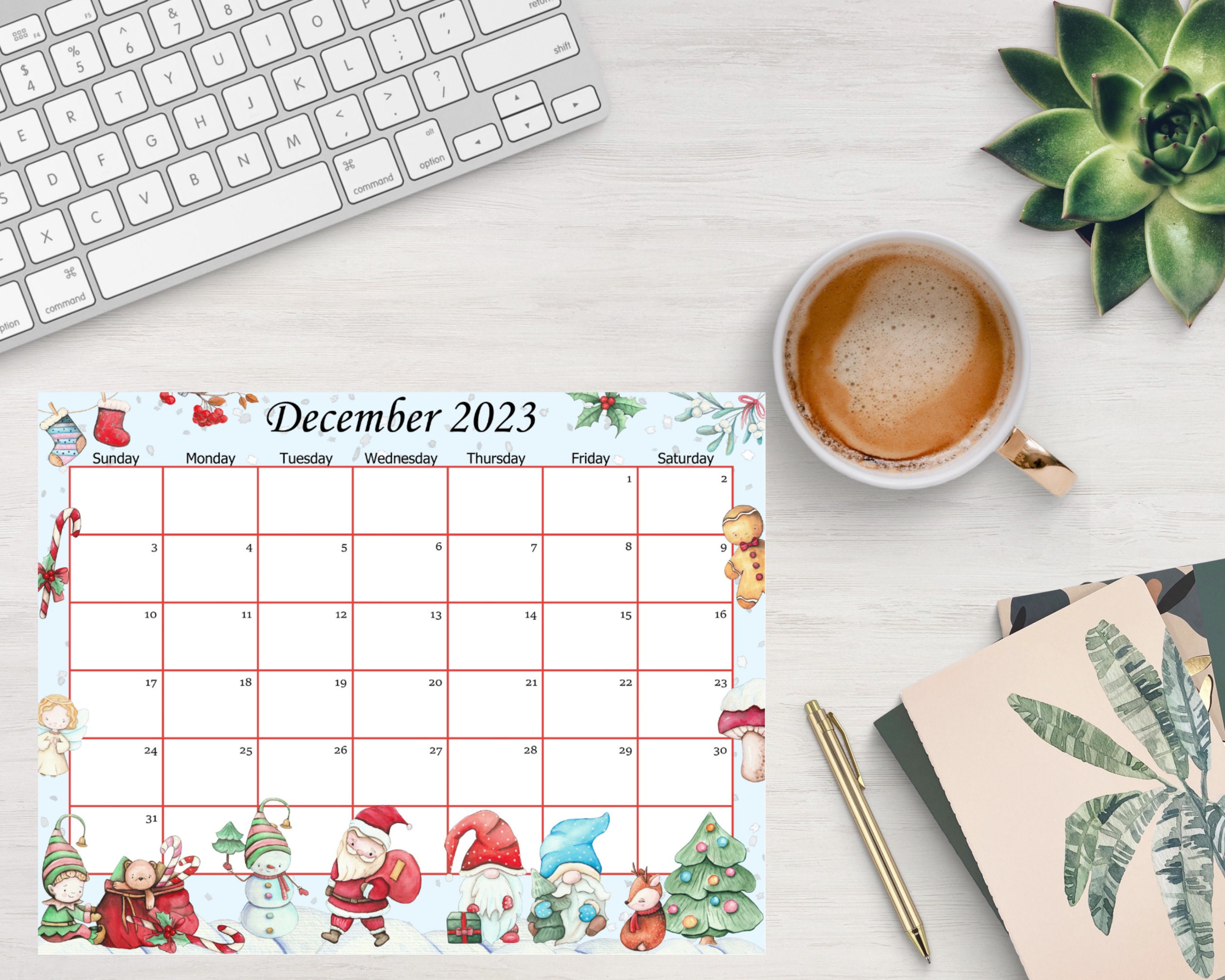 EDITABLE December 2023 Calendar, Christmas Planner, Kids School ...