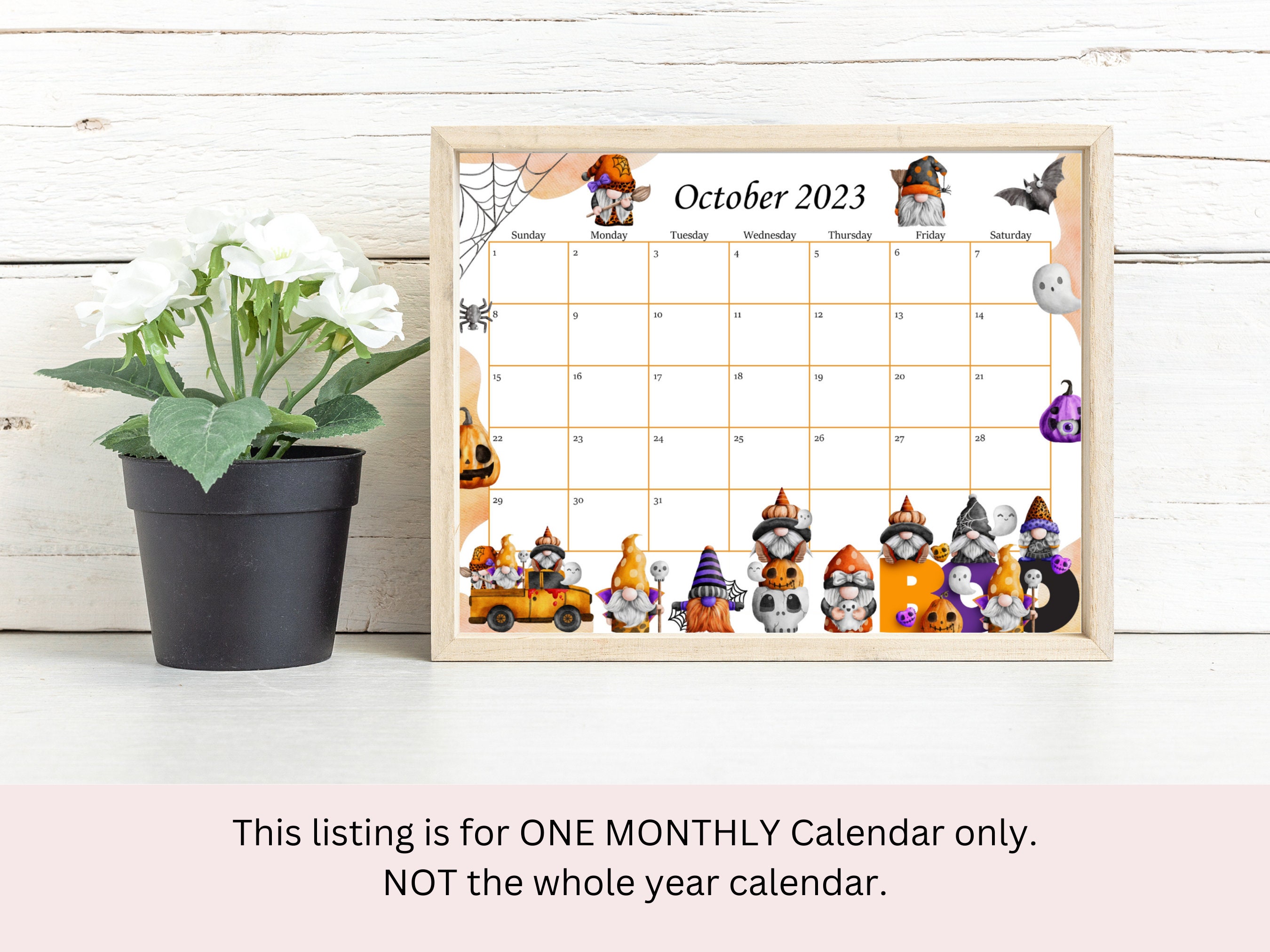 EDITABLE October 2023 Calendar, Cute Halloween 2023 Planner, Kids ...