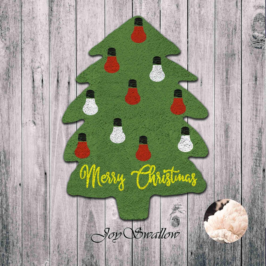 Christmas Tree Lights Tufted Yarn Dye Bathmat, Holiday Bedroom Runner ...