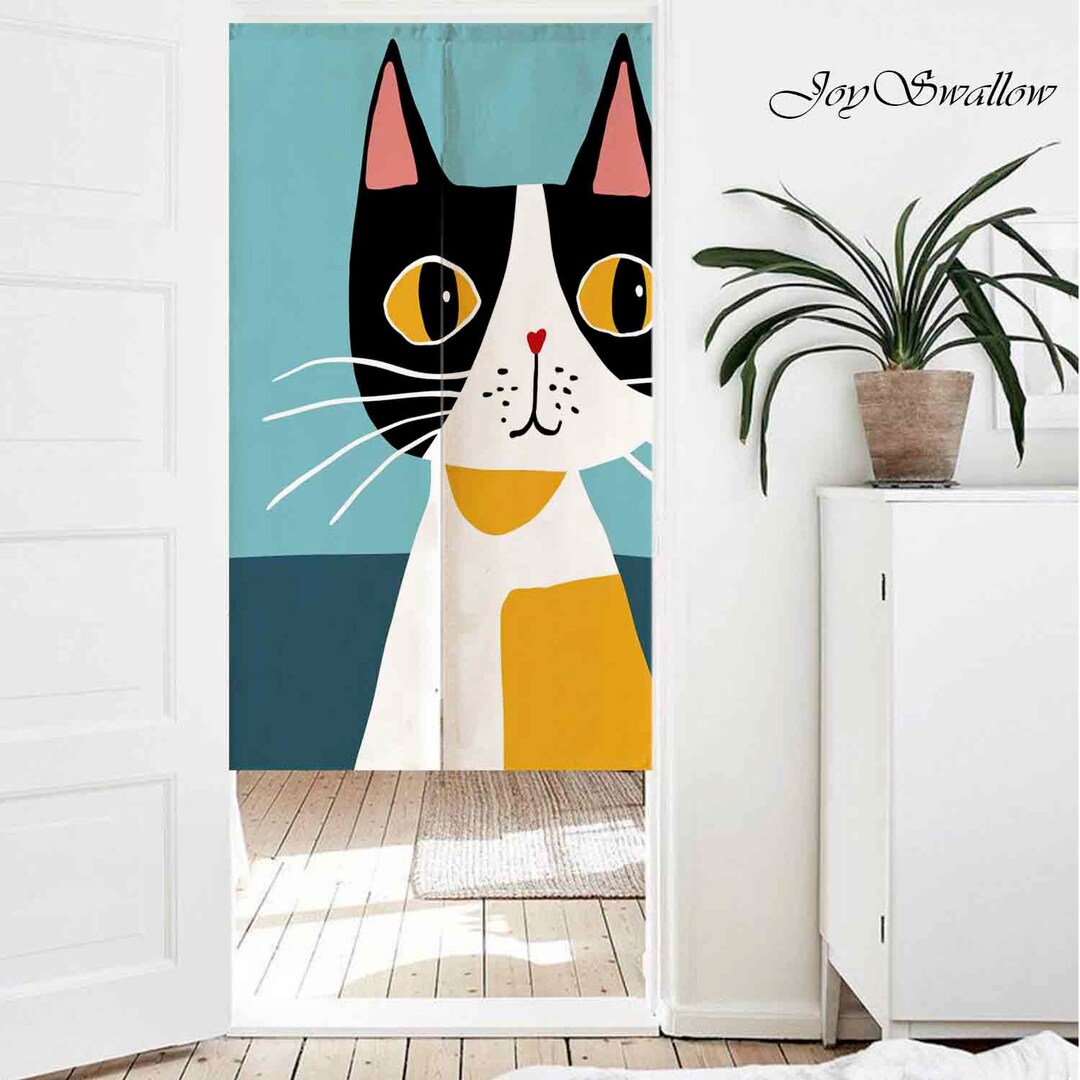 Cute Cat Doorway Curtain, Kitty Door Tapestries Home Decor, Lovely ...