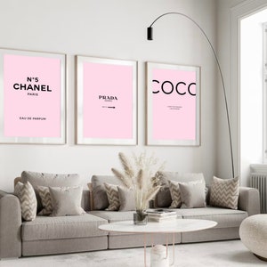 Set of 3 Pink Fashion Print Logo, Art Print With Quote, Retro Color ...