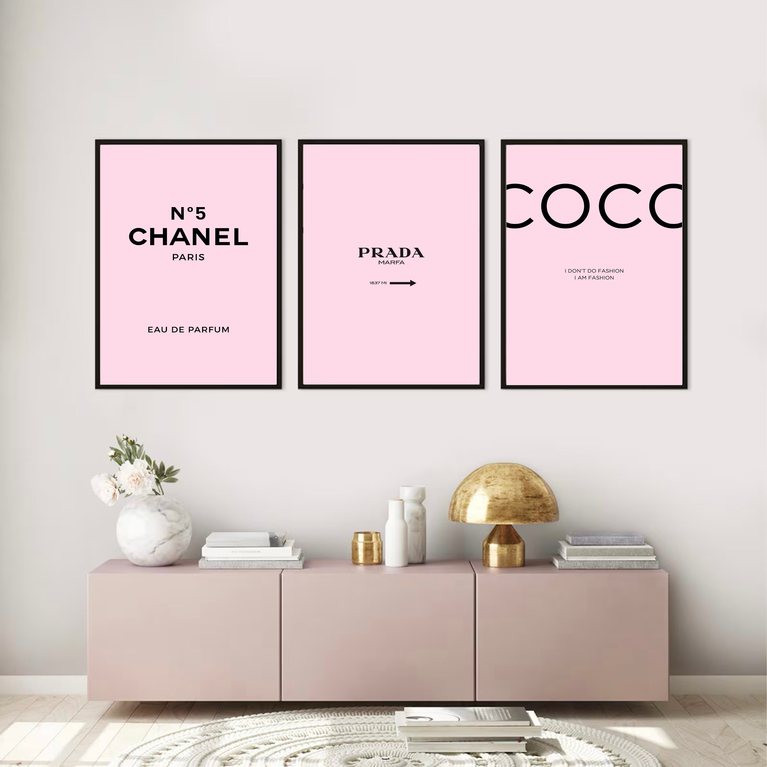 Set of 3 Pink Fashion Print Logo, Art Print With Quote, Retro Color ...