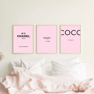 Set of 3 Pink Fashion Print Logo, Art Print With Quote, Retro Color ...