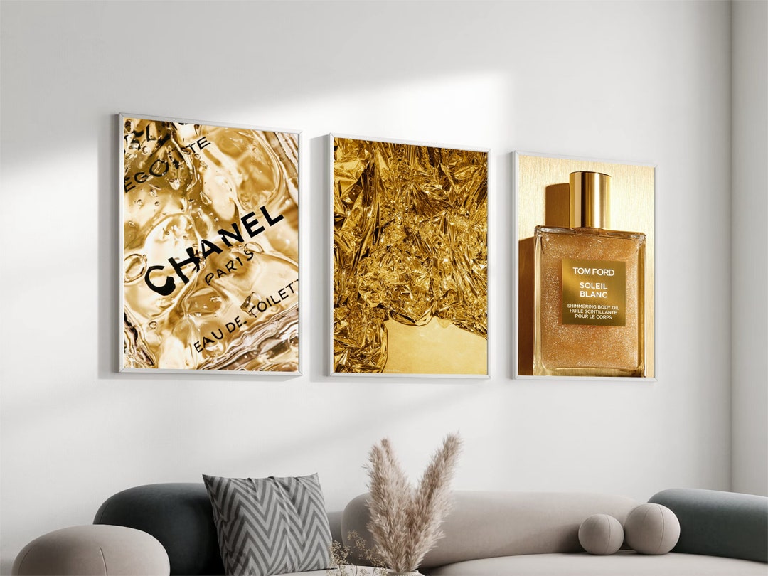 Gold Luxury Fashion Posters Set of 3 INSTANT DOWNLOAD, Designer Wall ...