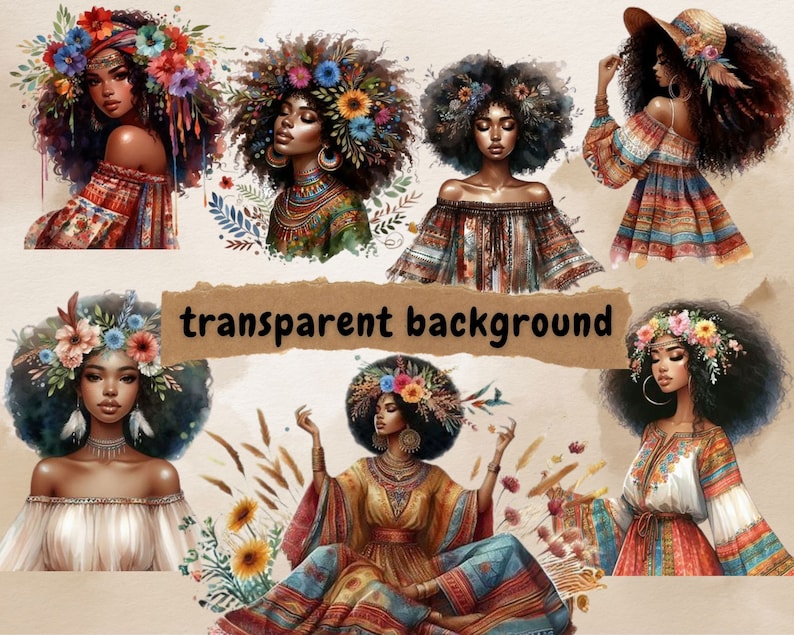 Afro Woman Clip Art Black Woman Sublimation PNG Black Girl Clipart ...