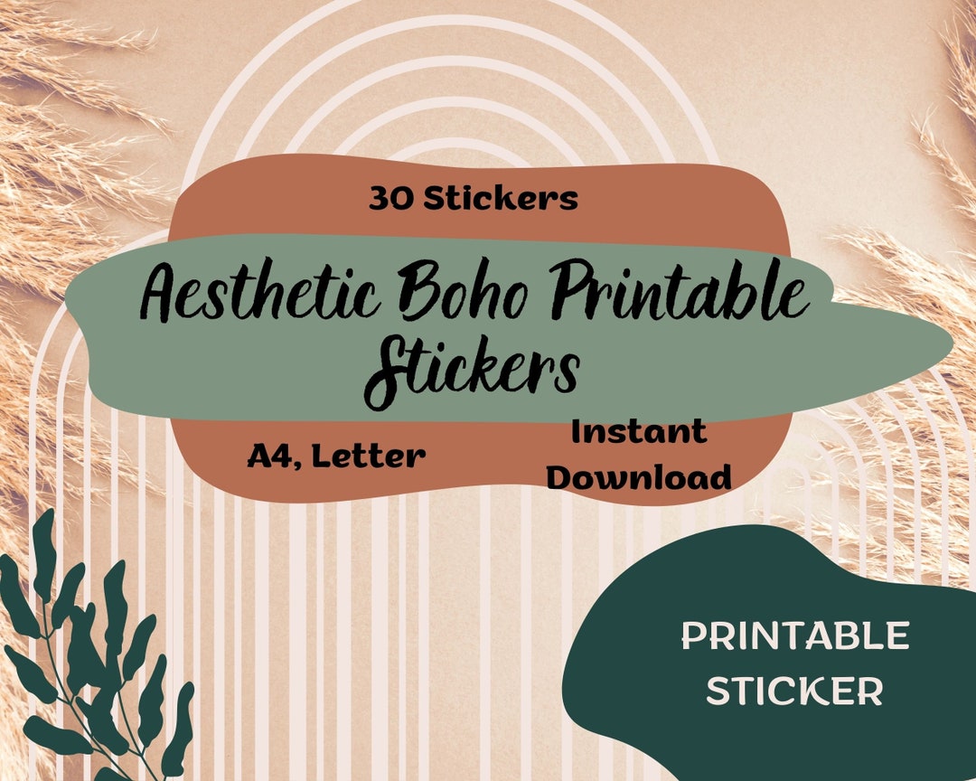 Boho Printable Sticker Aesthetic Printable Sticker Flowers Downloadable ...