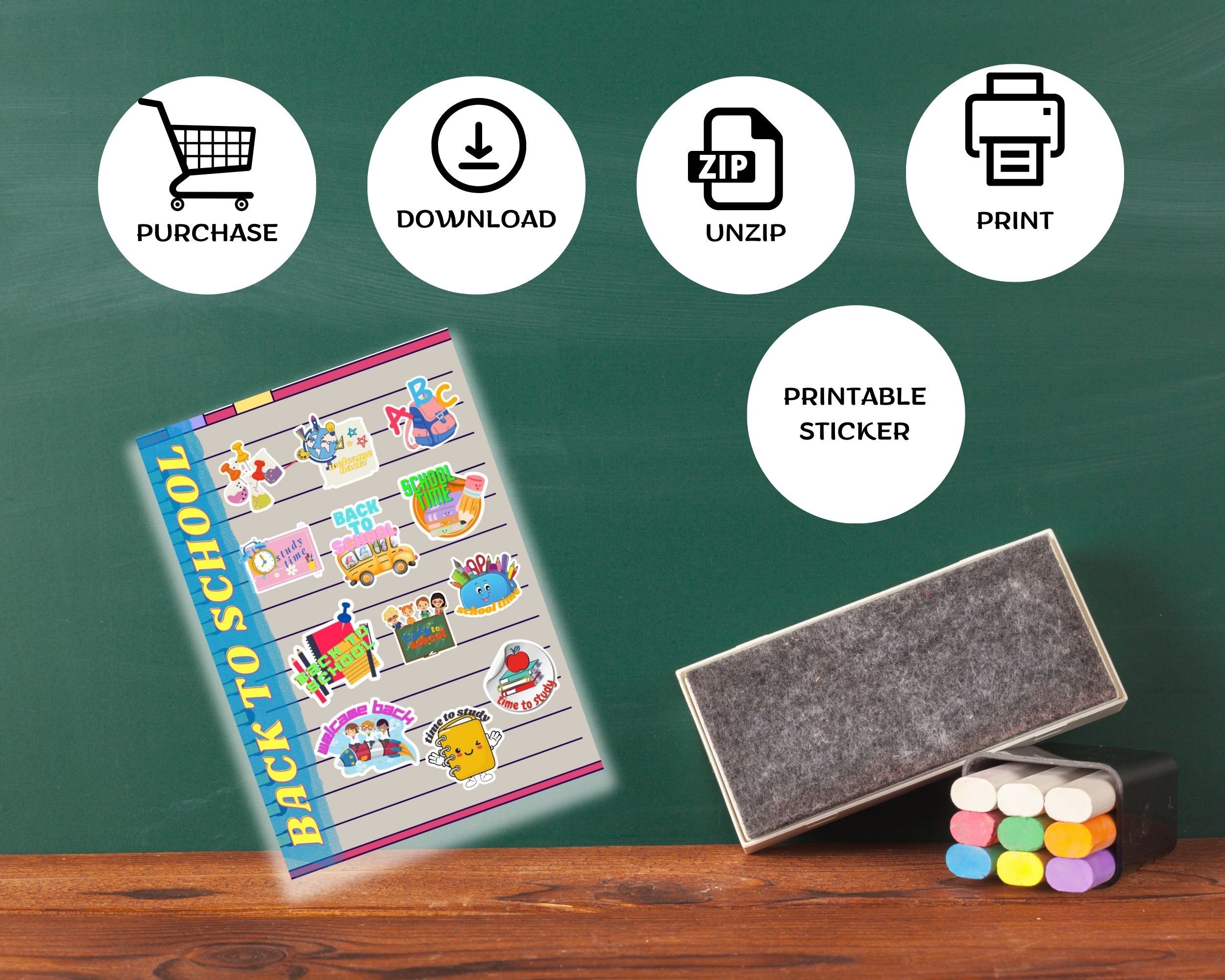 Back to School Printable Stickersclassroom Stickerskids - Etsy