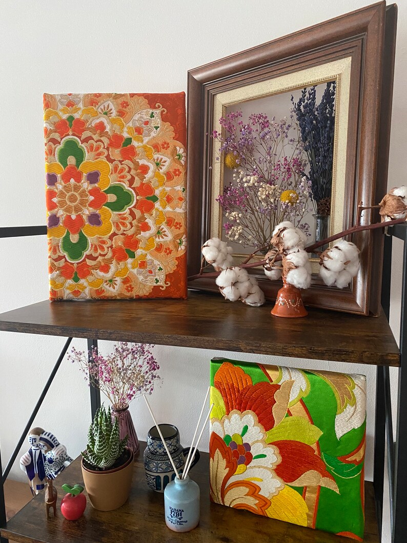 Vintage Obi Fabric Wall Panel / Wall Art, Art Frame, Kimono, Homedecor ...