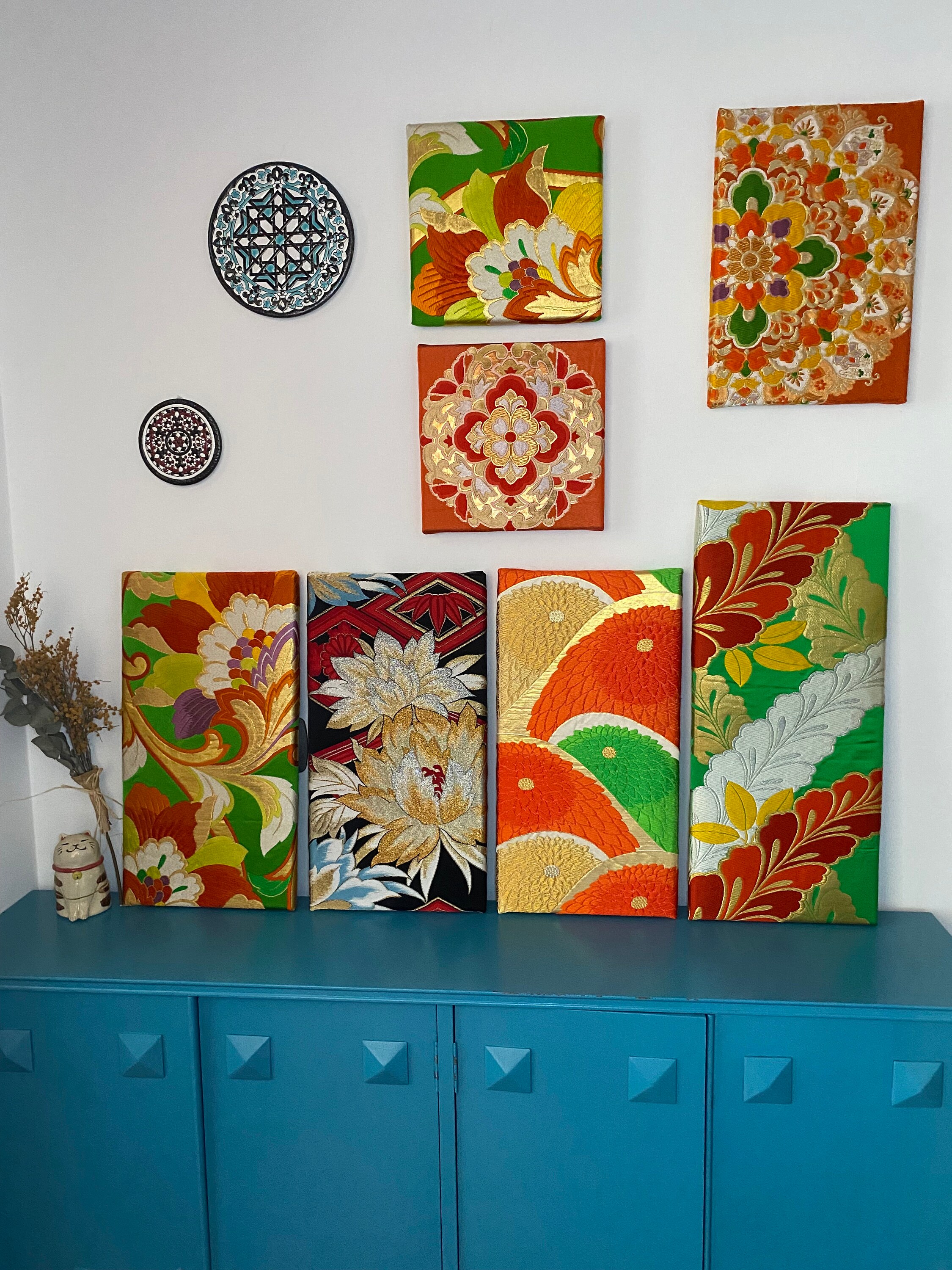 Vintage Obi Fabric Wall Panel / Wall Art, Art Frame, Kimono, Homedecor ...