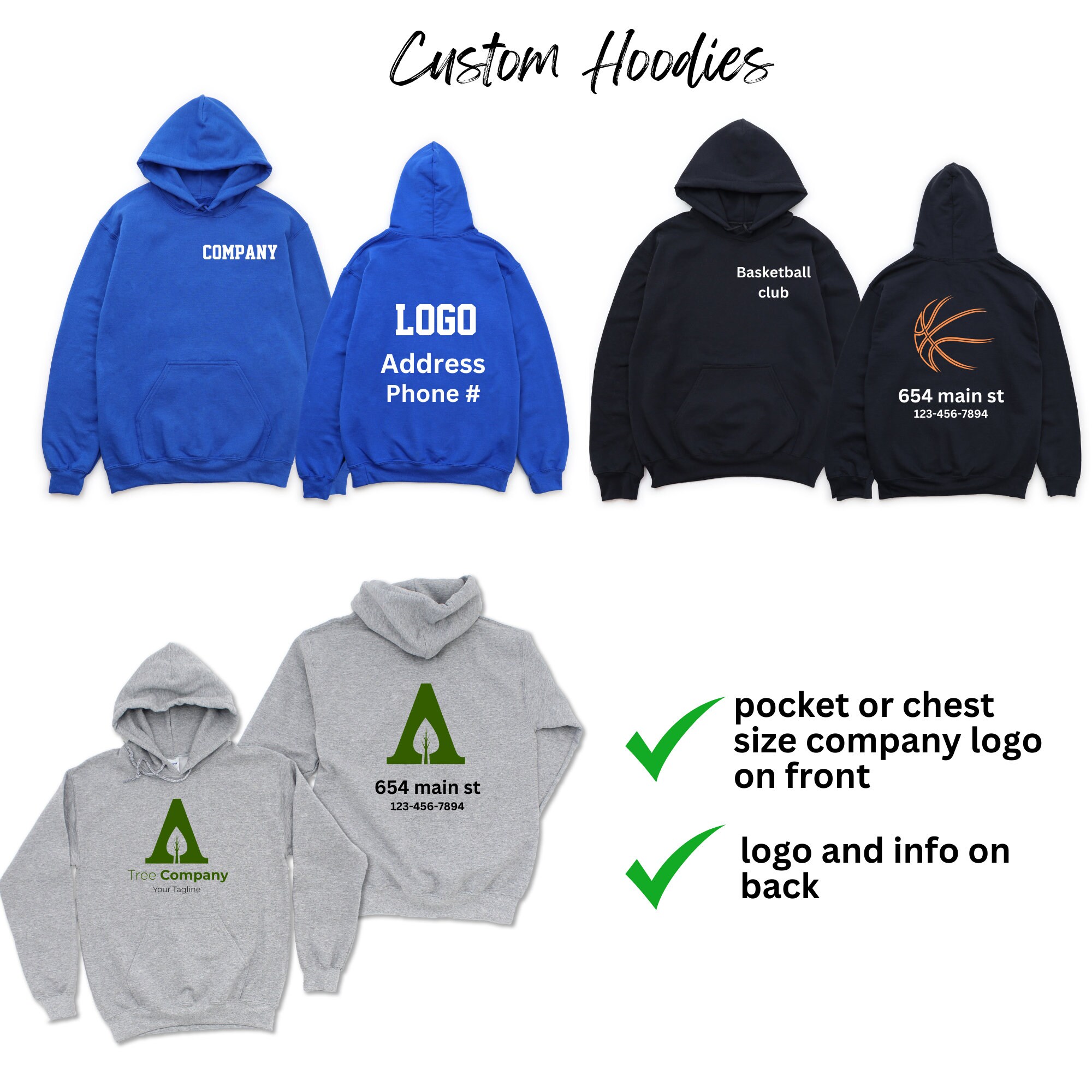 Custom Hoodie Sport Team Company Logo Personalized Sweatshirt Gift for ...