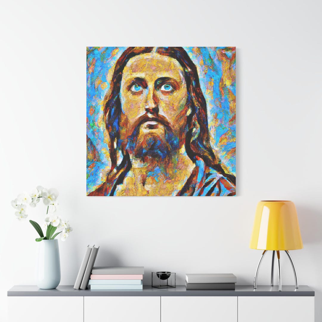 Blue Eyed Jesus Van Gogh Style Art Print, Stretched Matte Canvas ...