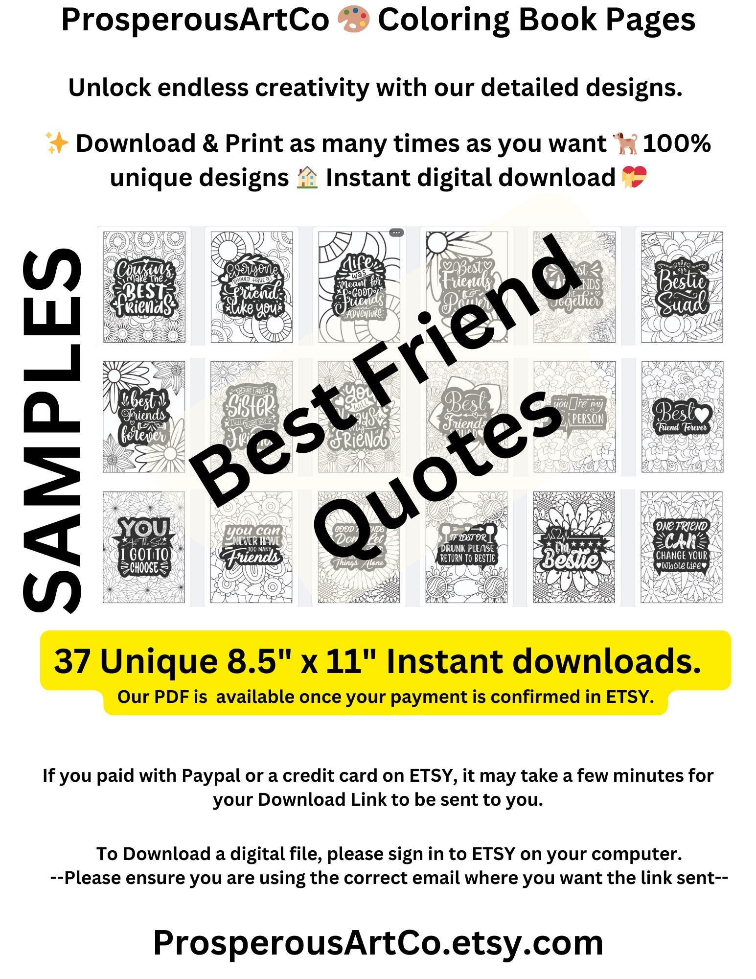 37 Printable Best Friend Quote Coloring Pages | Positive Activity ...