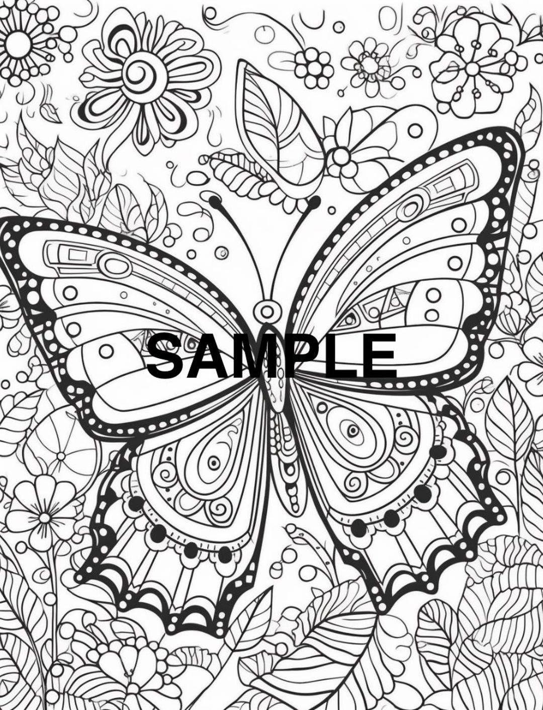 50 Butterfly Coloring Pages PDF - Printable Adult and Kids Coloring ...