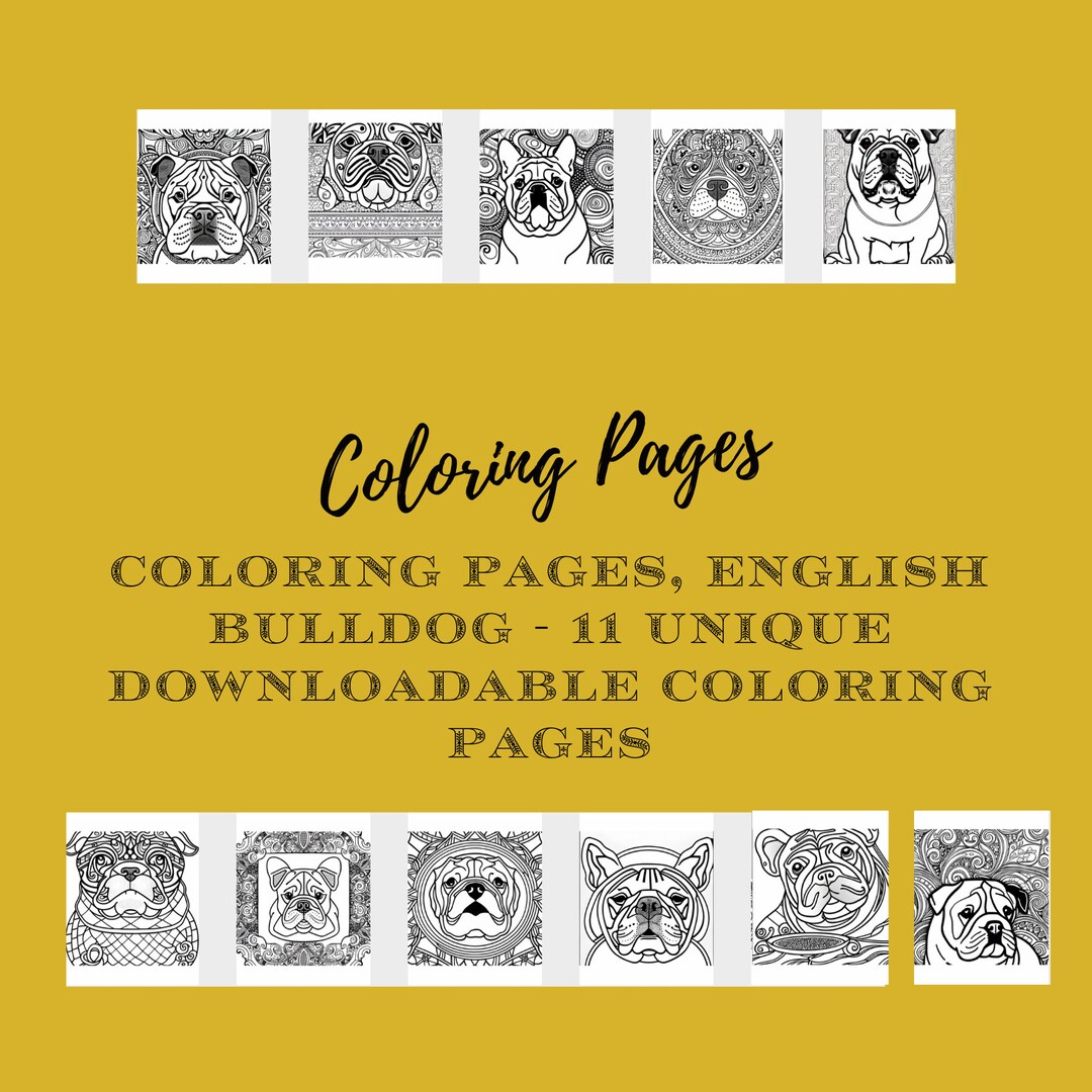 English Bulldog Coloring Pages - 11 Unique Detailed Original Art Dog ...