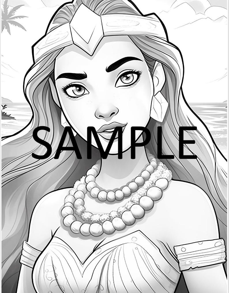Coloring Pages PDF of Polynesian Princess, Hawaiian Girl Printable ...