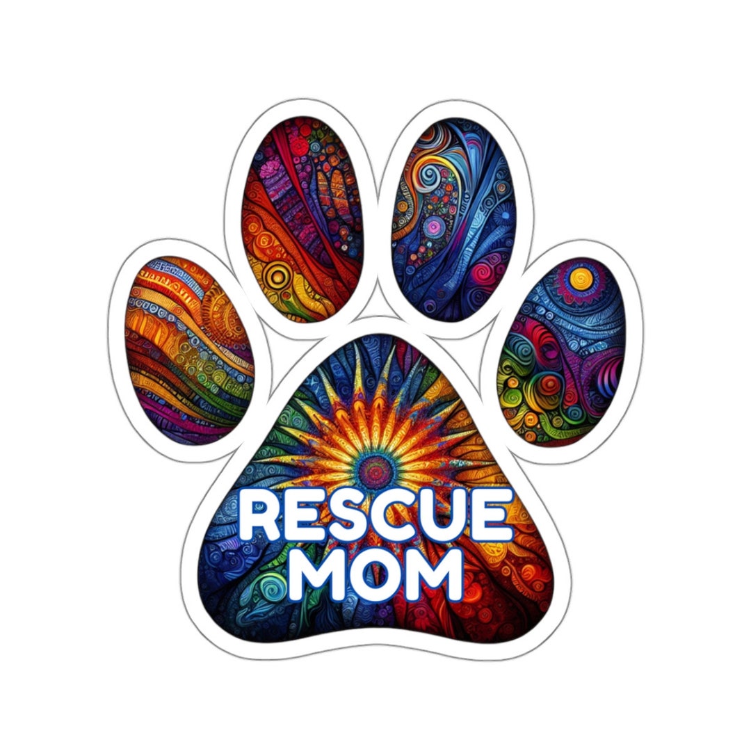 Rescue Mom Sticker, Dog Adoption Decal, Dog Lover Water Bottle Sticker ...
