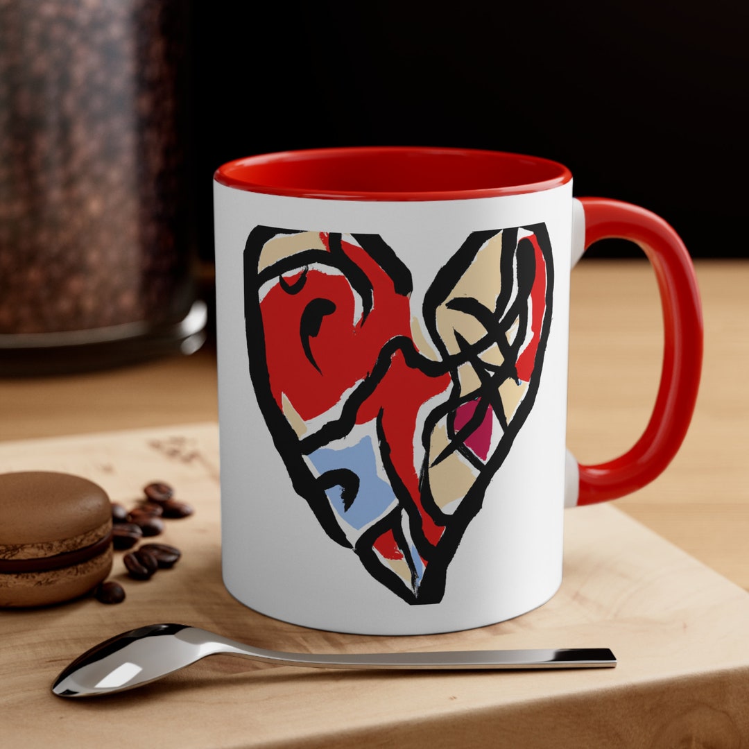 Love Themed Coffee Mug, Love Mug, Heart Symbol, Modern Art Gift ...