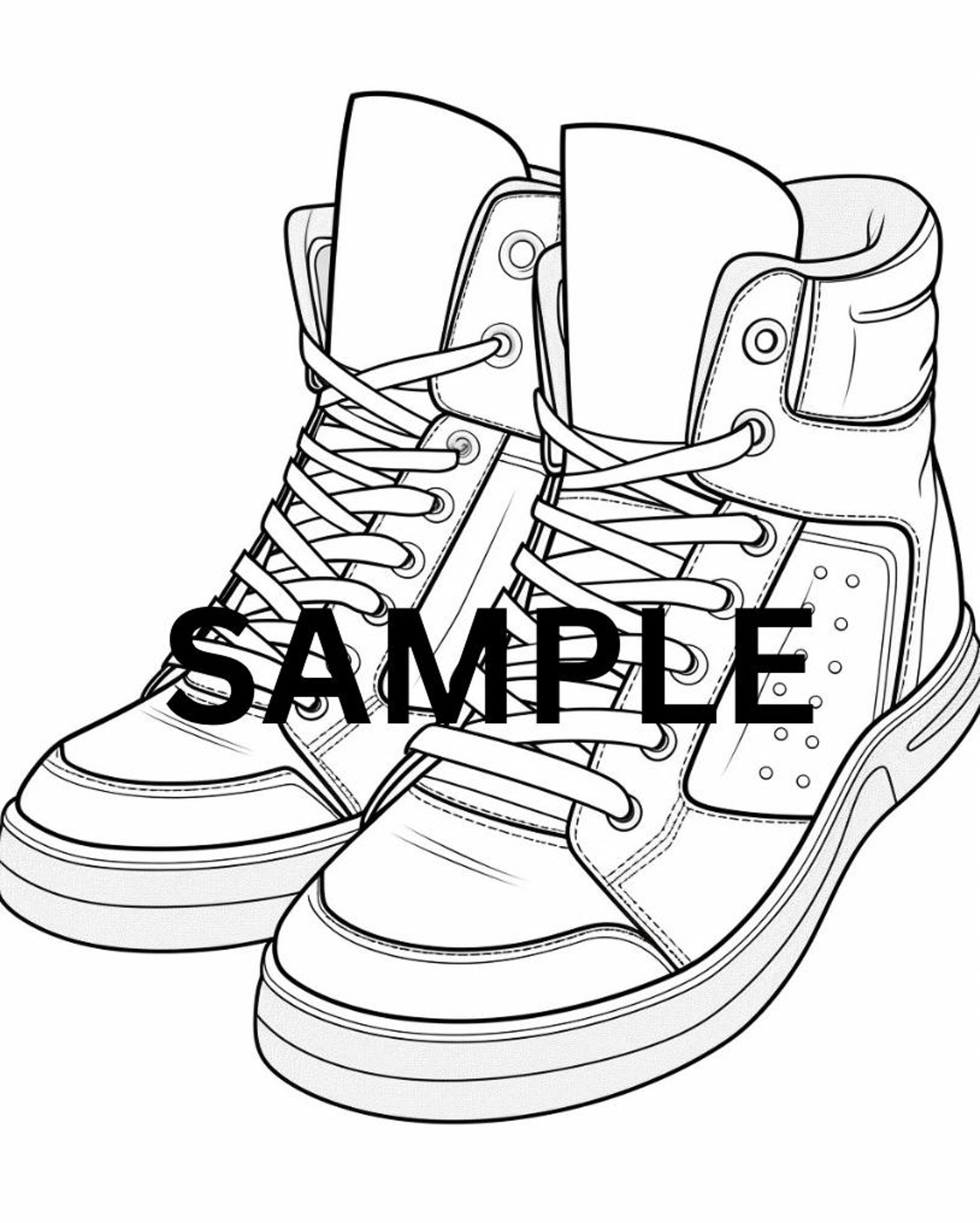 Coloring Book Printable PDF Pages, 215 Mens and Womens Shoes Coloring ...