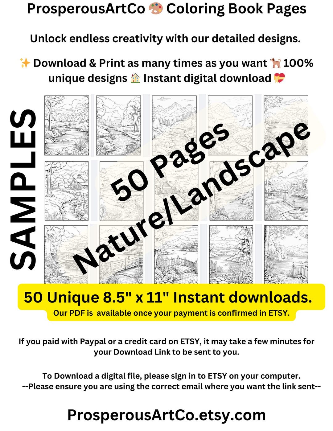 50 Printable Nature Landscape Coloring Pages | Natural Outdoor Activity ...