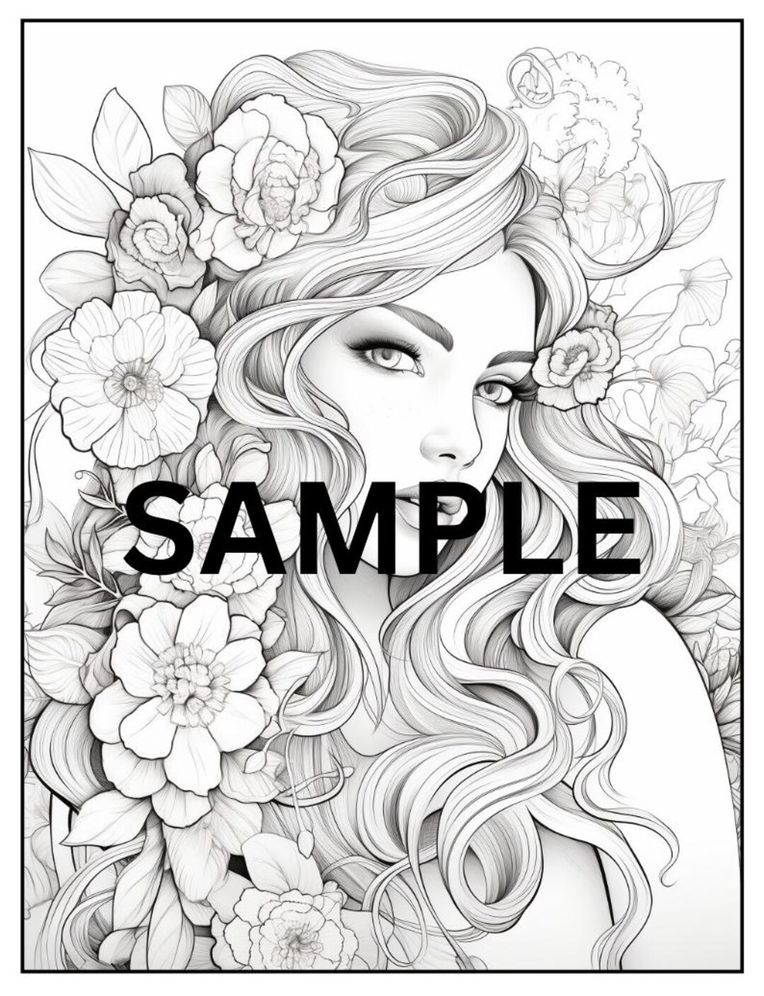 Female Portrait Coloring Pages, 150 Printable Designs (PDF Download) - Etsy