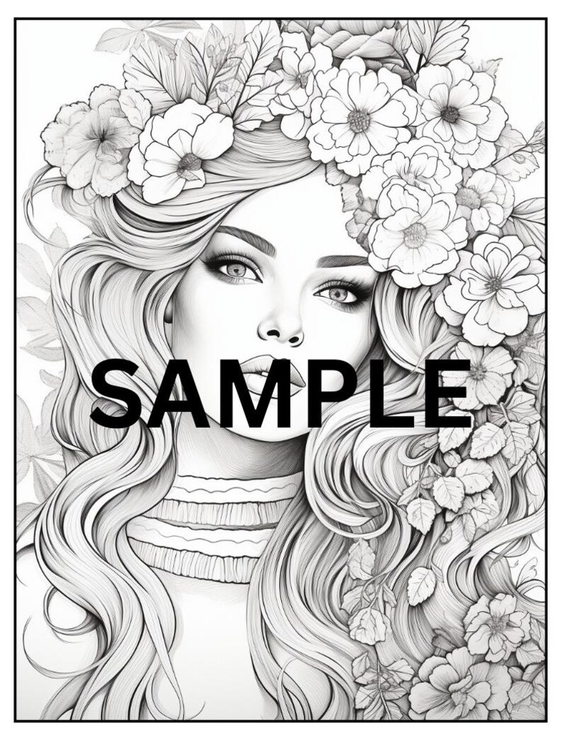Female Portrait Coloring Pages, 150 Printable Designs (PDF Download) - Etsy