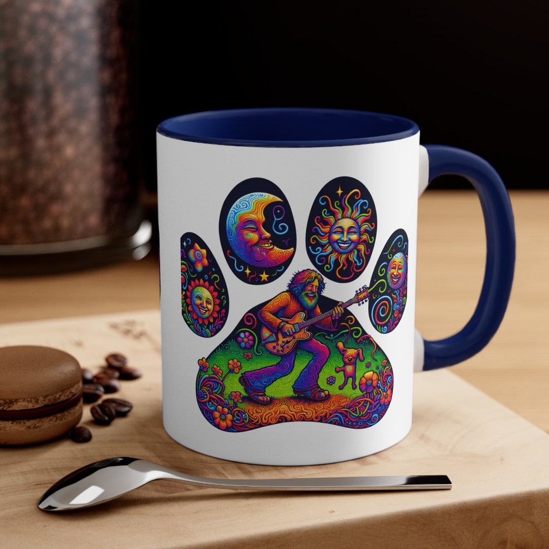 Paw Print Coffee Mug, Psychedelic Paw Print Coffee Mug, Hippy Mom Gift ...