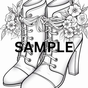 Coloring Book Printable PDF Pages, 215 Mens and Womens Shoes Coloring ...