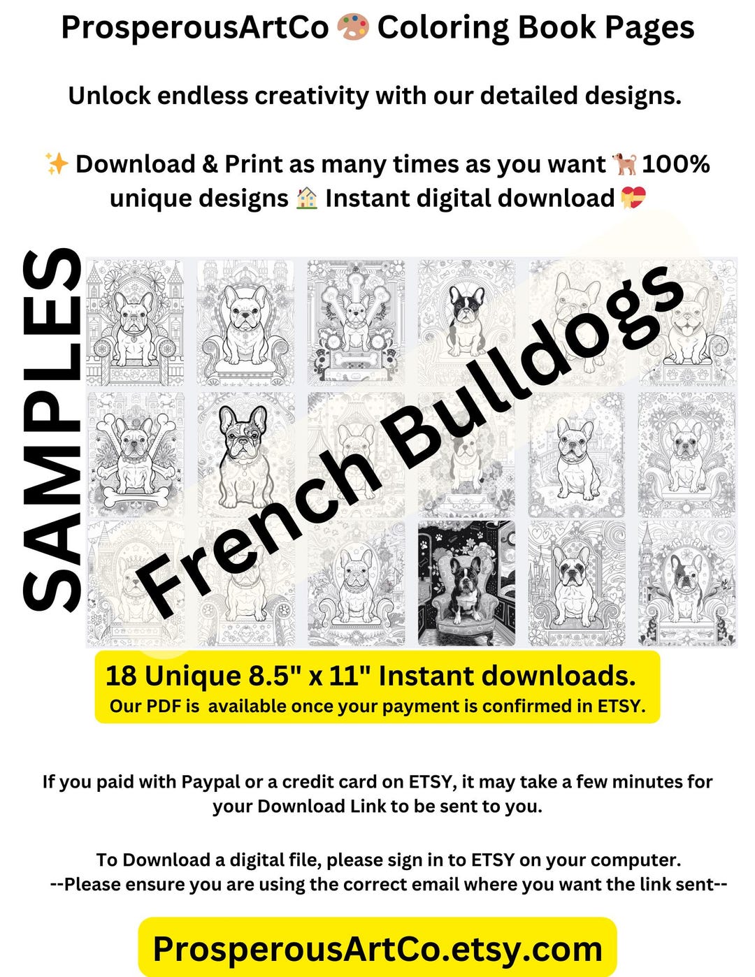 18 French Bulldog Coloring Book Pages, Instant Download PDF, Frenchie ...